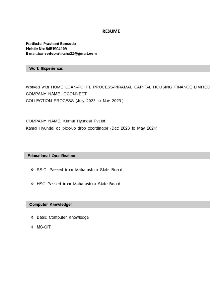 Pratiksha . resume^^ | PDF