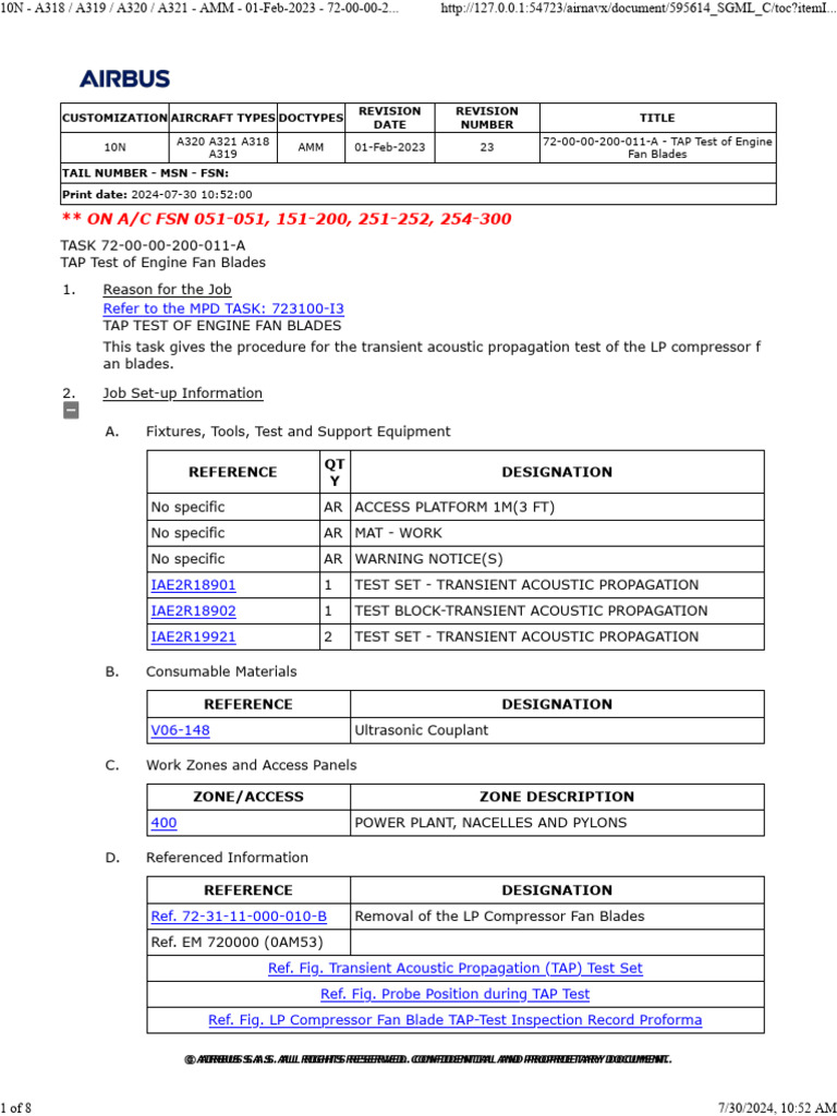 TAP Test Procedure for Engine Fan Blades | PDF | Aviation | Aircraft
