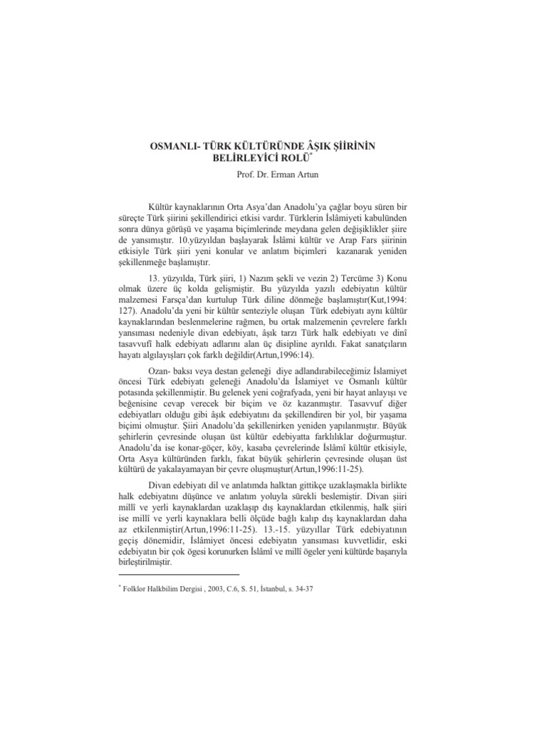0731-Osmanli-Turk Kulturunde Ashiq Shiirinin Belirleyici Rolu (Erman Artun) | PDF