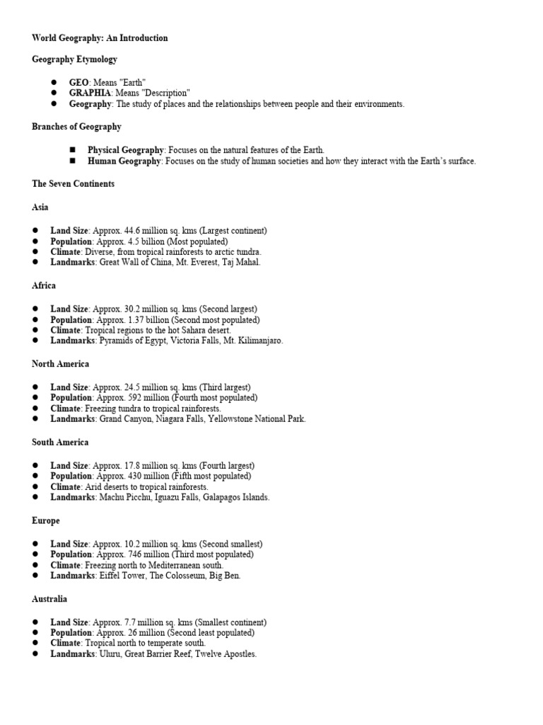 G8 Physical Geography - Handout | PDF | Stream | Oceans