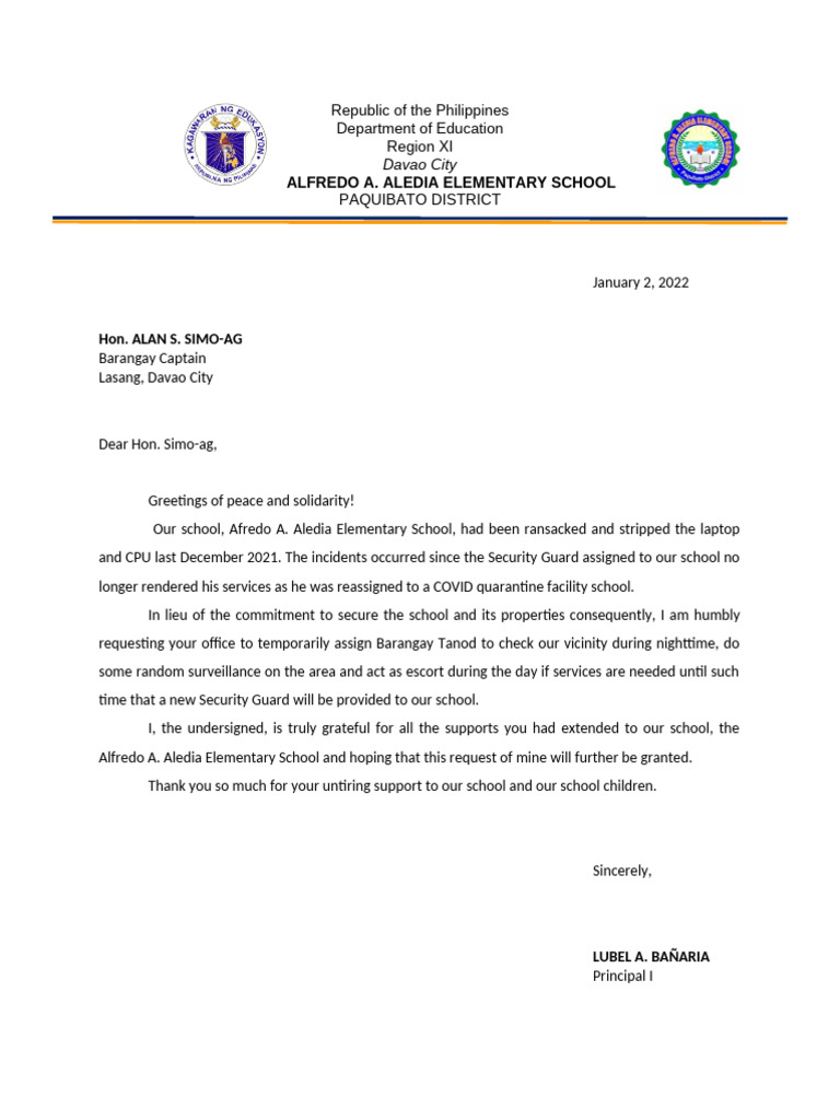 Letter of Request - Guard | PDF
