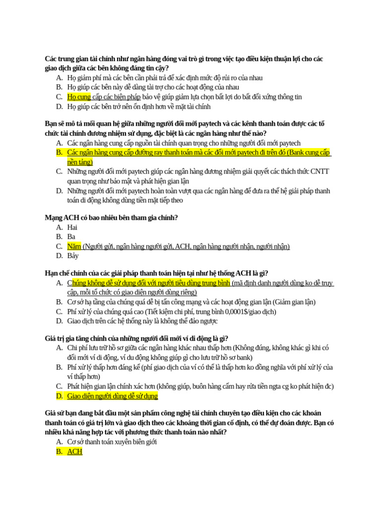 Quiz Chương 4 - Vietnamese Version | PDF