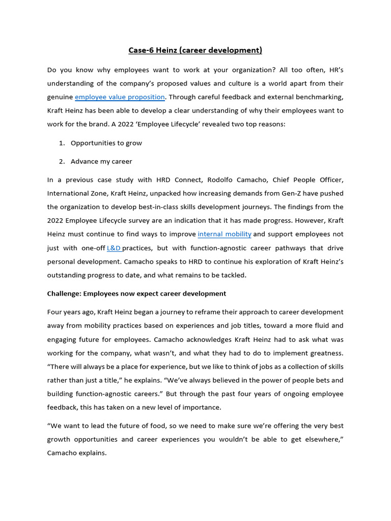 Case-6 Heinz (Career Development) | PDF | Business | Social Psychology