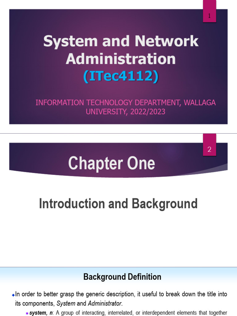 CH 1 Introduction and Background | PDF | Computer Network | System Administrator