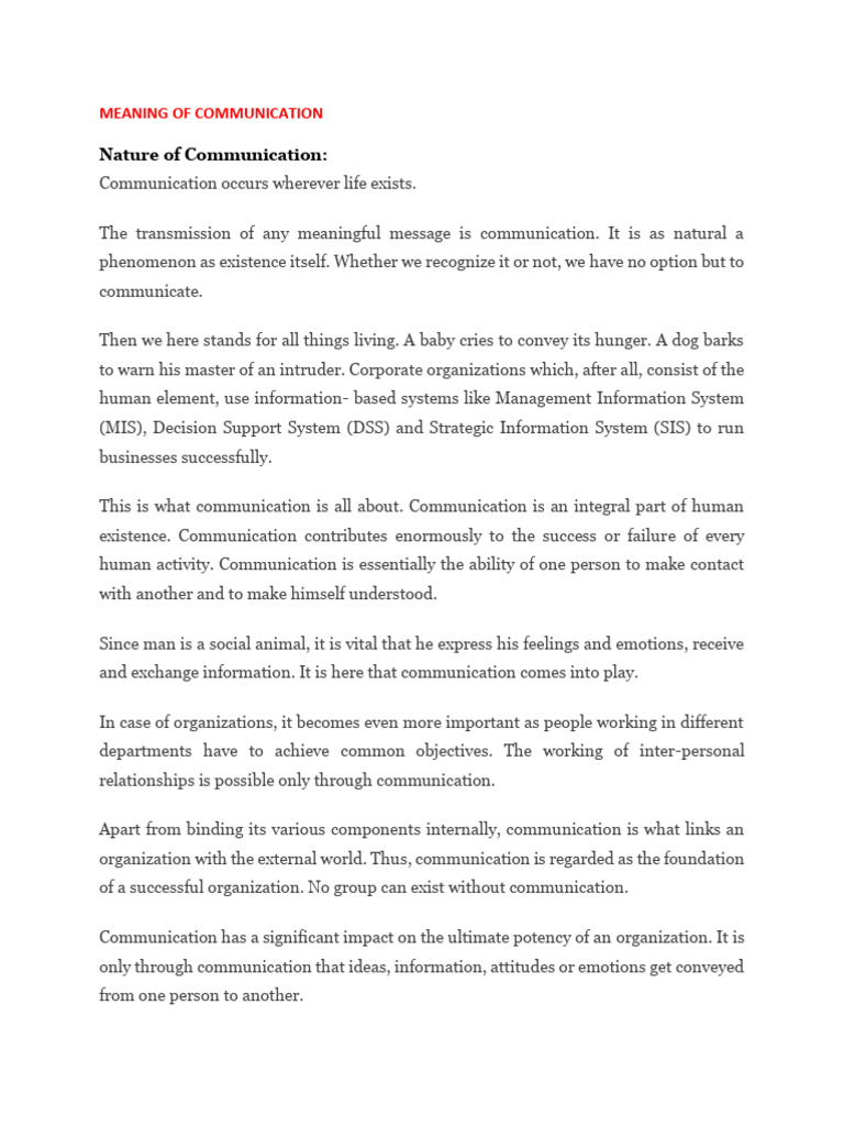 Meaning of Communication | PDF | Communication | Information
