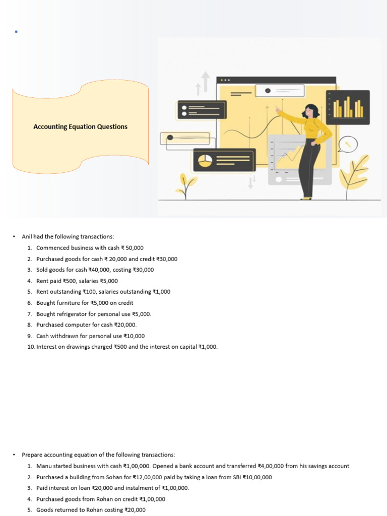 Accounting Equation Practice Questions | PDF | Expense | Credit