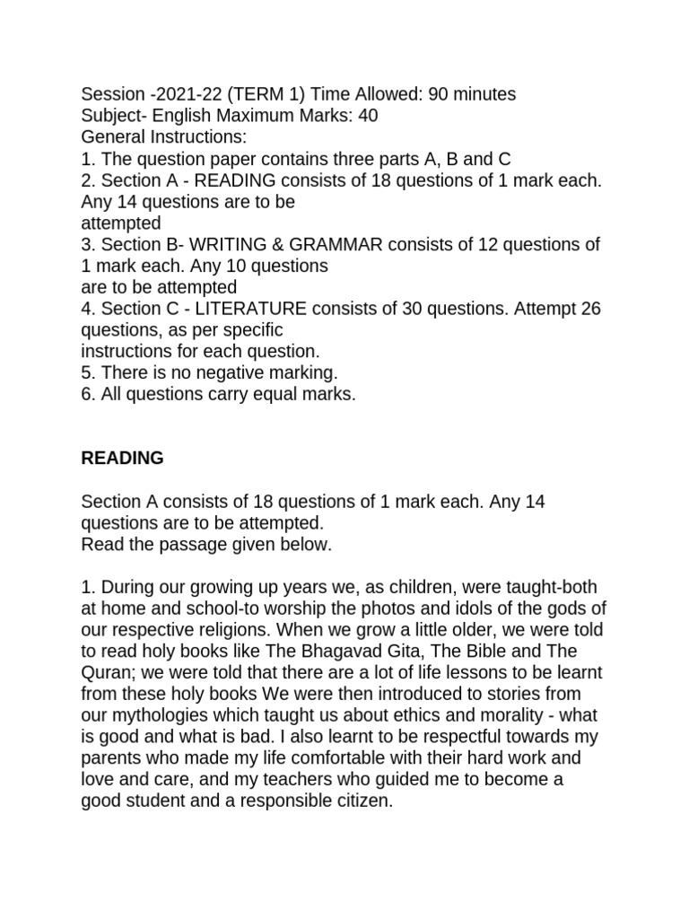 Sample Paper 10 | PDF | Career & Growth | Politics