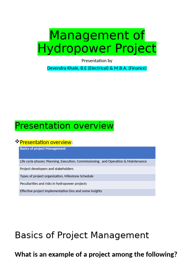 Hydropower Project Management Guide | PDF | Flood | Electric Power ...