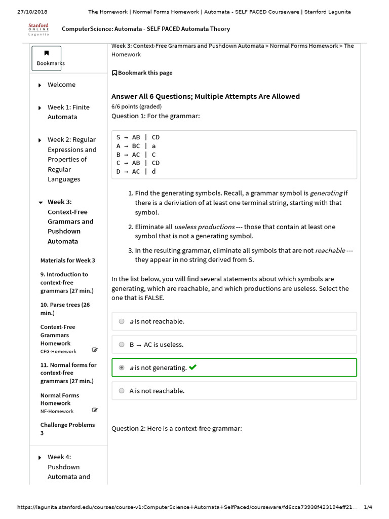 Answer All 6 Questions Multiple Attempts Are Allowed: Computerscience: Automata - Self Paced ...
