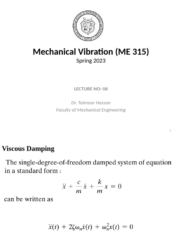 Lecture06 New | PDF | Damping | Mechanics