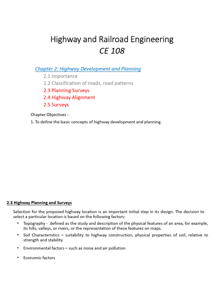 Highway Development and Planning Guide | PDF | Surveying | Geographic ...