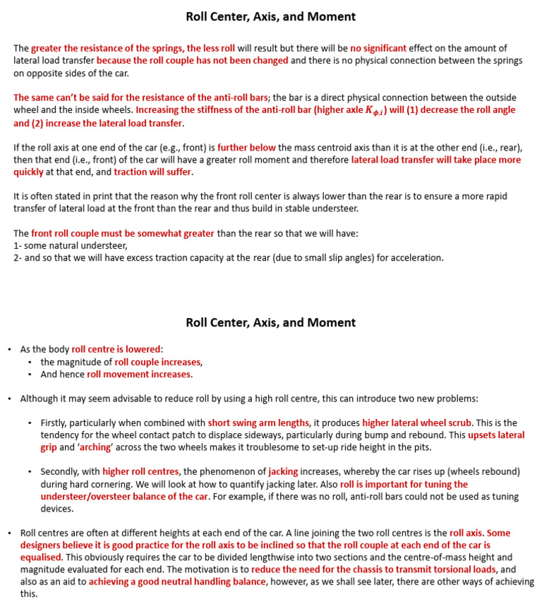 Roll Center, Axis, and Couple | PDF | Vehicle Technology | Motor Vehicle