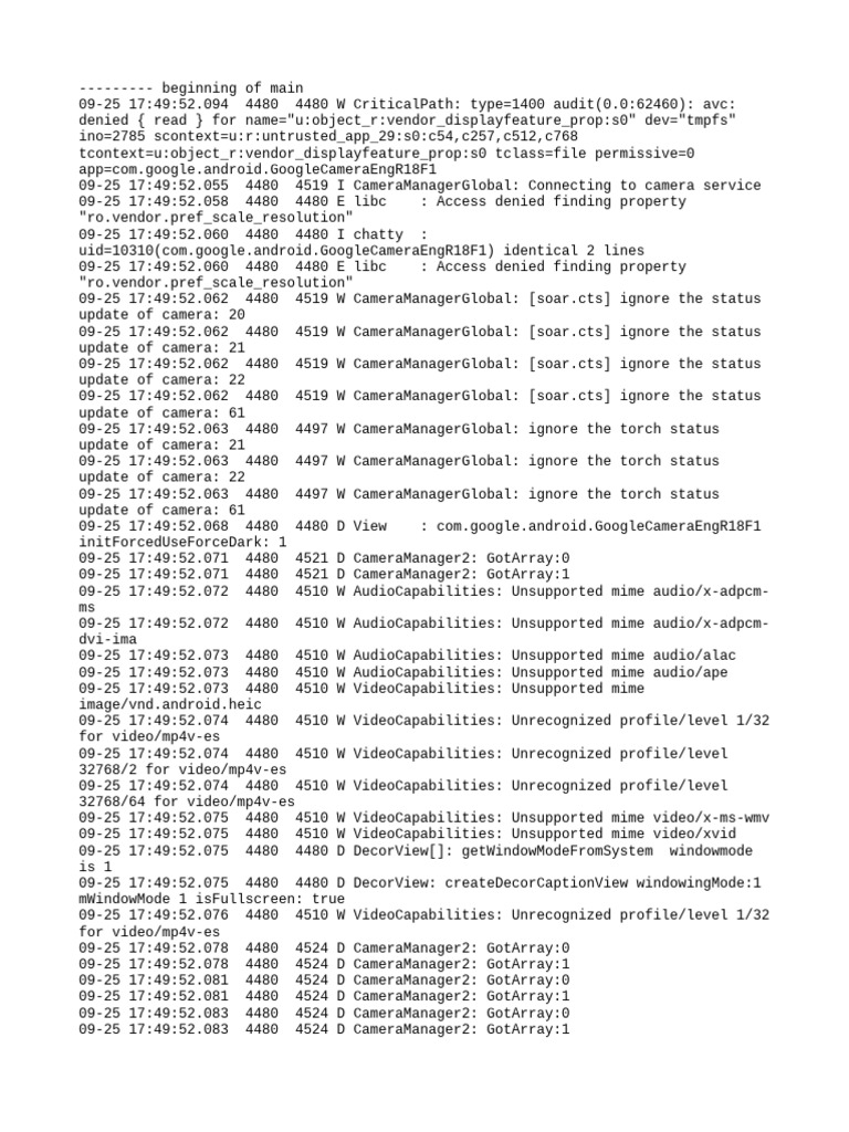 Camera Debug Log Analysis | PDF | Software Engineering | Computer Programming