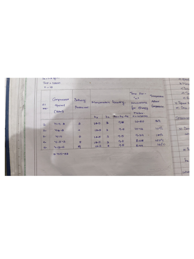 Reciprocating Compressor Exp Cal and Tab | PDF