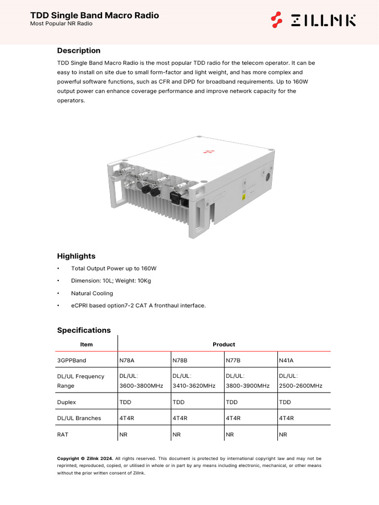 TDD Single Band Macro Radio-ZK | PDF | Duplex (Telecommunications ...