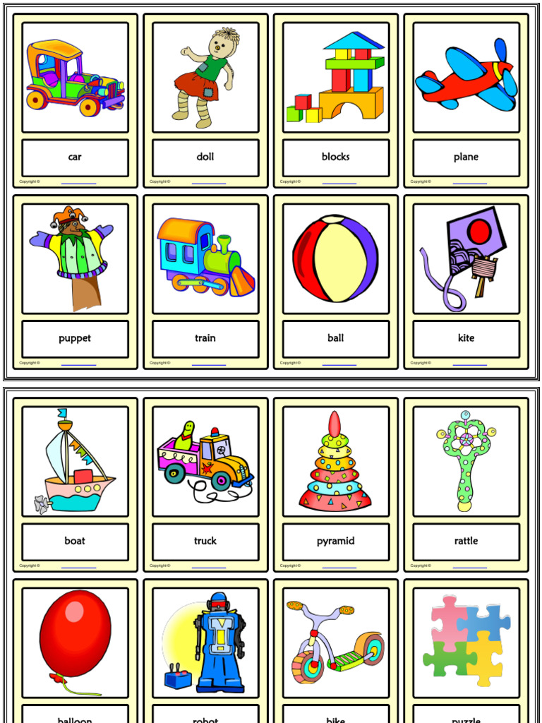 Toys Vocabulary Esl Printable Learning Cards For Kids | PDF | All ...