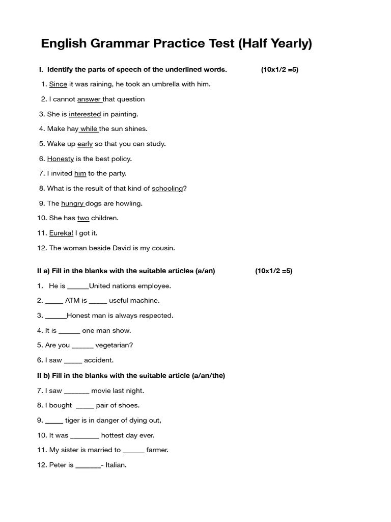 English Practice Test PDF | PDF | Grammar | Linguistic Morphology