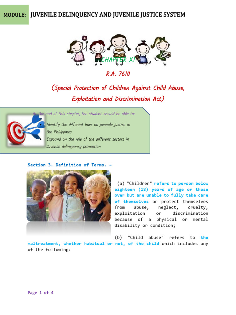 Chapter 11 Ra 7610 Special Protection Against Child Abuse Exploitation ...