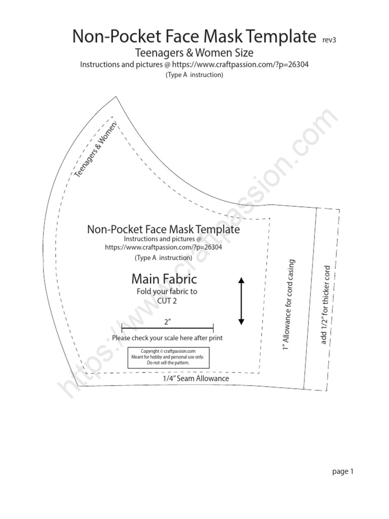 Teenagers Women Face Mask Template Rev3 | PDF