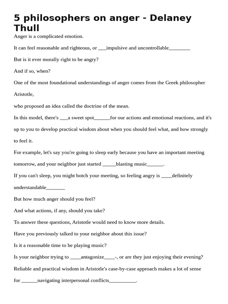 5 Philosophers On Anger дђ C L Pdf Anger Stoicism
