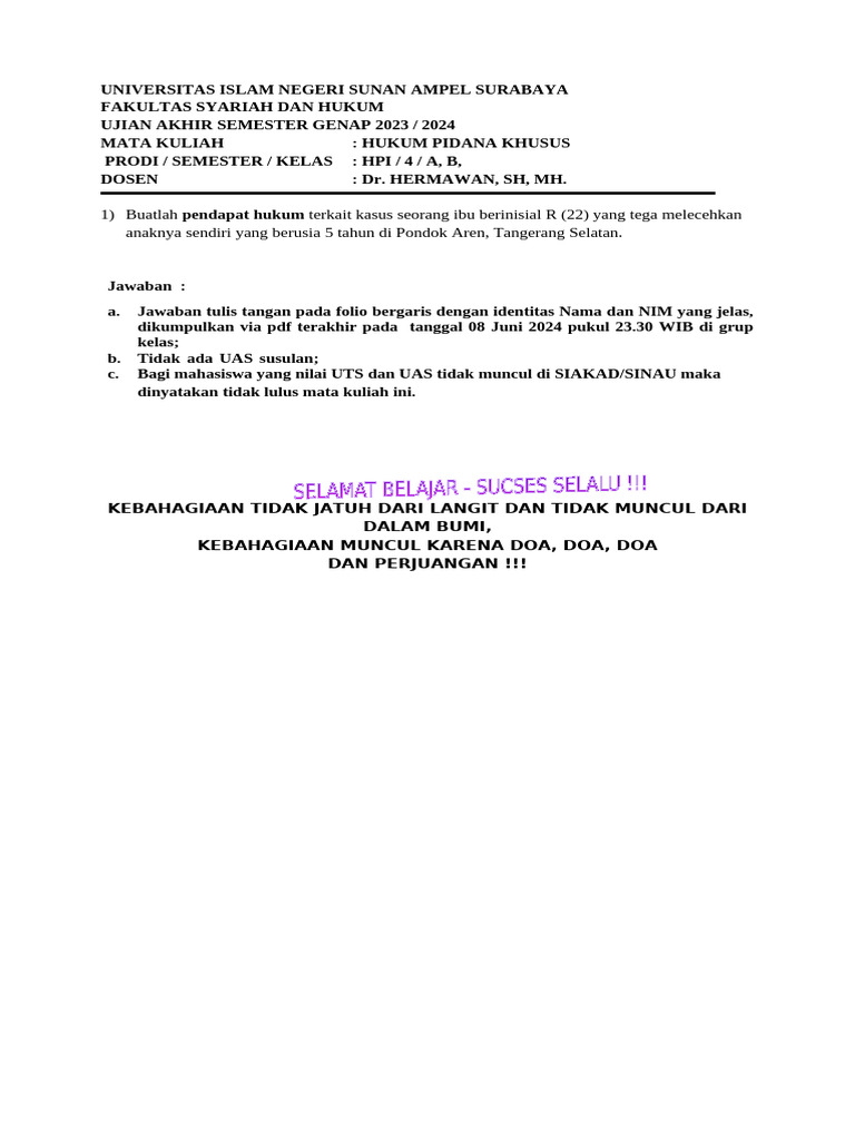 Uas Pidsus Hpi Genap 2023 2024 | PDF