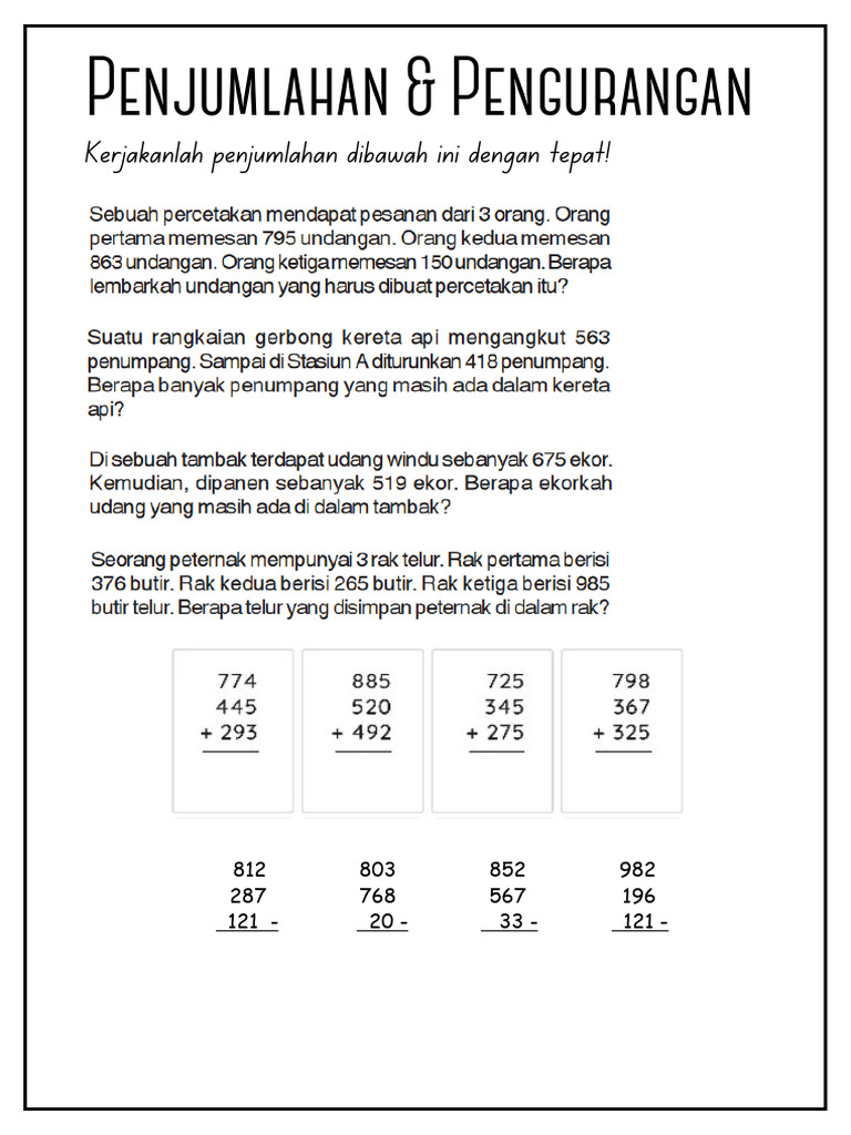 Penjumlahan Pengurangan | PDF