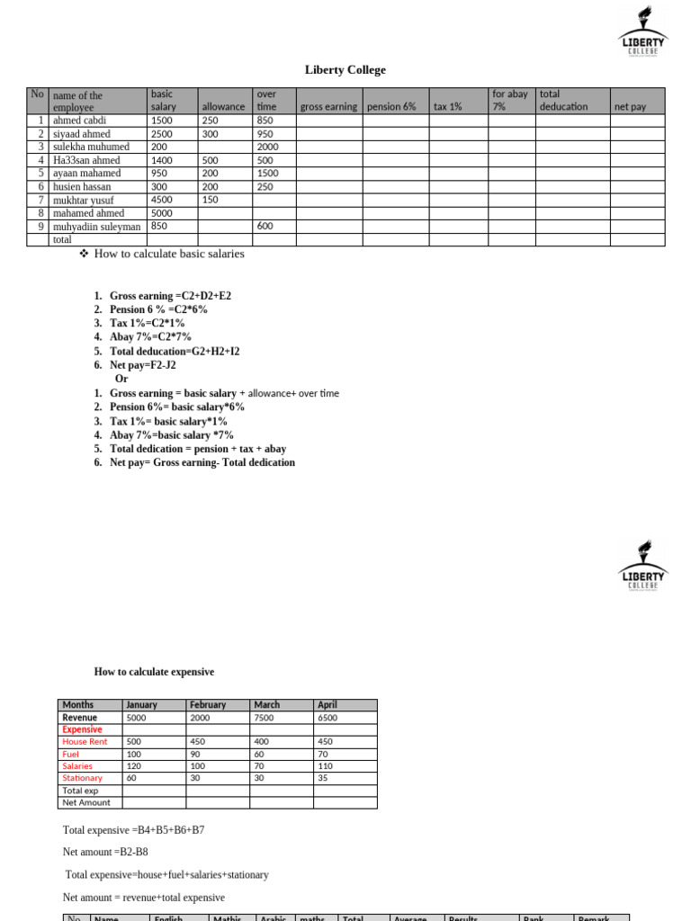 Excell 1 | PDF | Salary | Payments