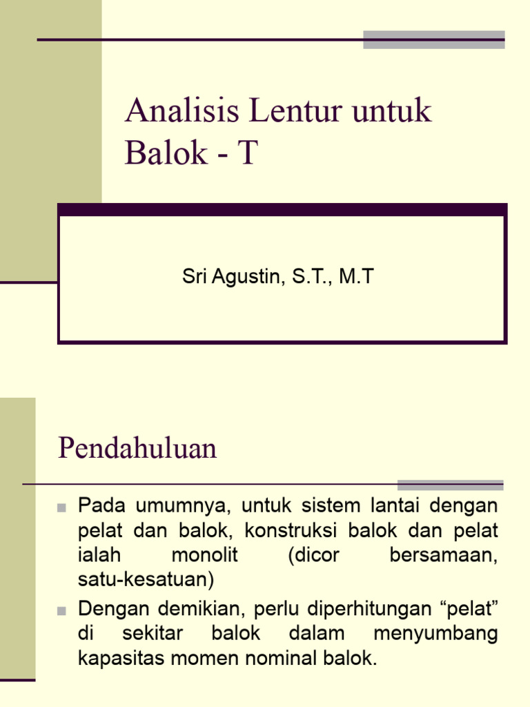 Pertemuan 7 Analisis Lentur Untuk Balok T | PDF