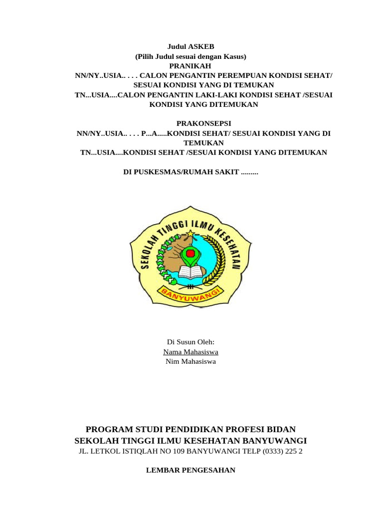 Format ASKEB Dan SAP Pranikah Dan Prakonsepsi | PDF | Kesehatan ...