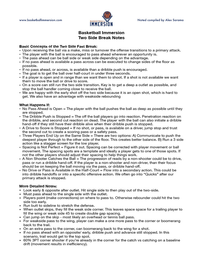 Chris Oliver Two Side Break Notes | PDF | Athletic Sports | Sports