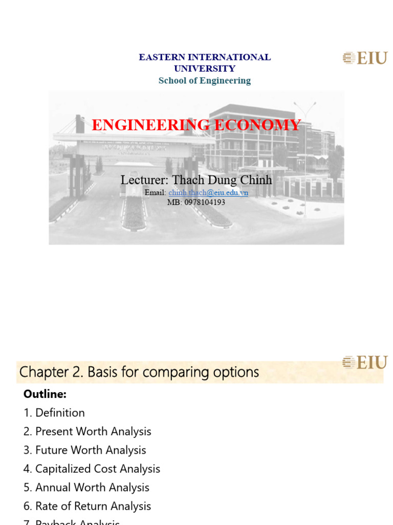 Chapter 2 - No.01 Basis For Comparing Options - Engineering Economy | PDF | Net Present Value ...