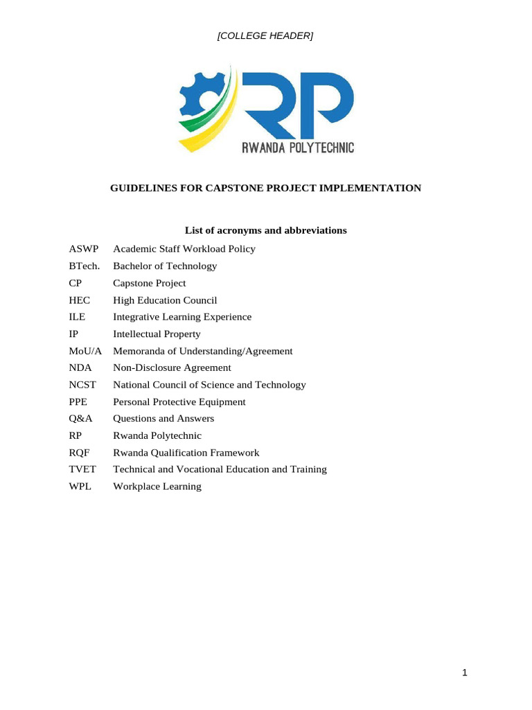 Final Draft - Guidelines For Capstone Project Implementation | PDF ...