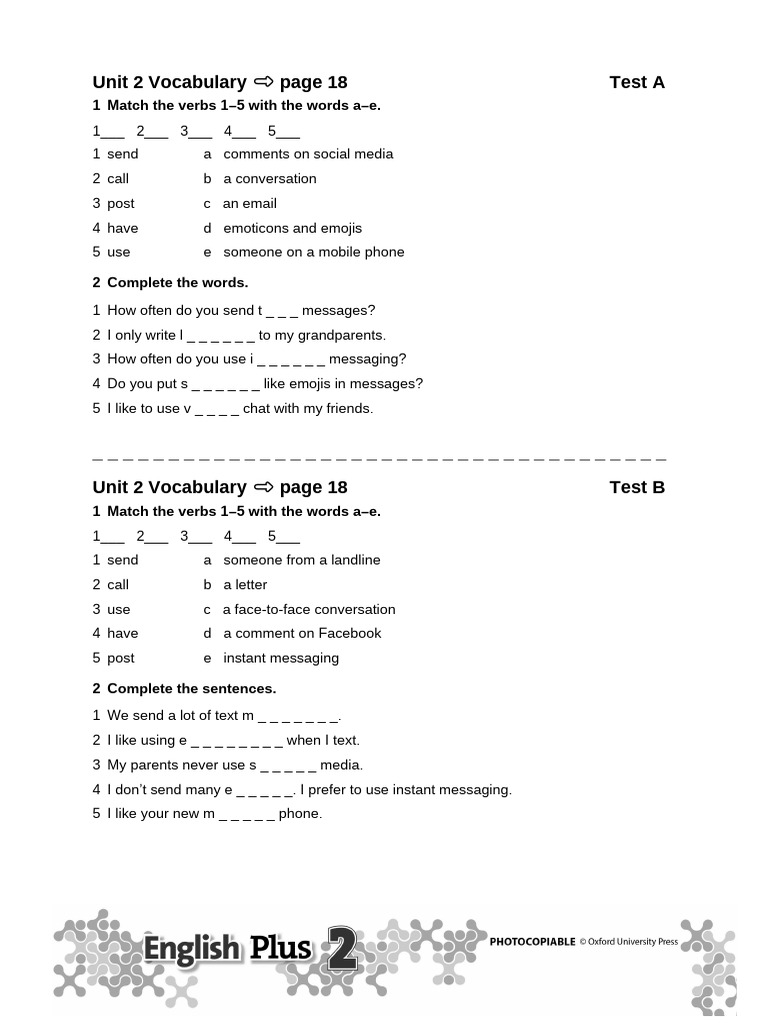 Five Minute Tests Unit 2 | PDF | Human Communication | Linguistics