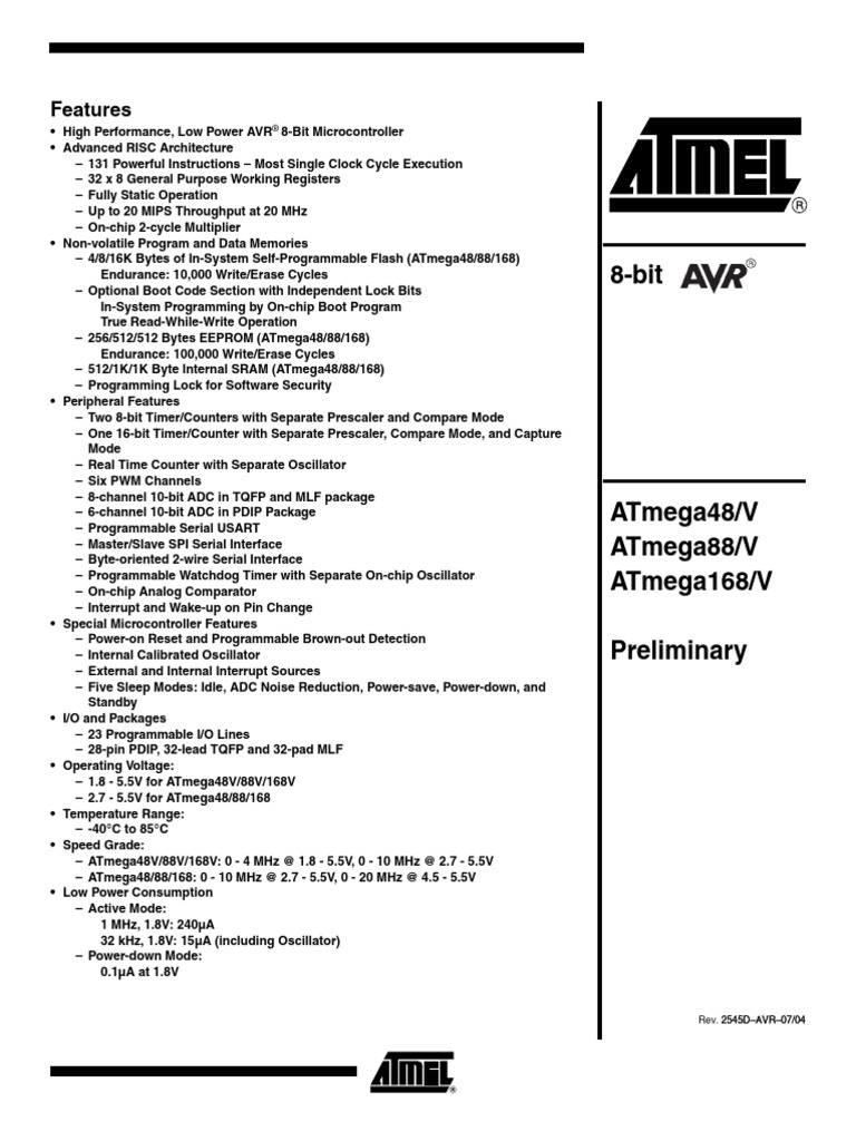 Atmega48 88 168 | PDF | Booting | Microcontroller