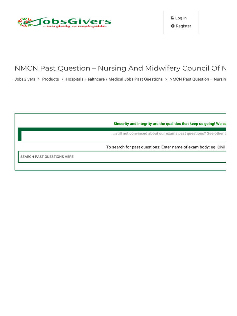 NMCN Exam Past Questions PDF Download | PDF | Nursing | Recruitment