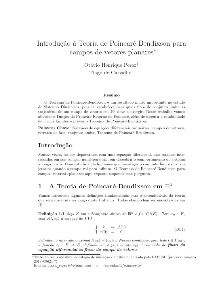 Teoria Poincaré-Bendixson: Campos Planos | PDF | Espaço vetorial ...