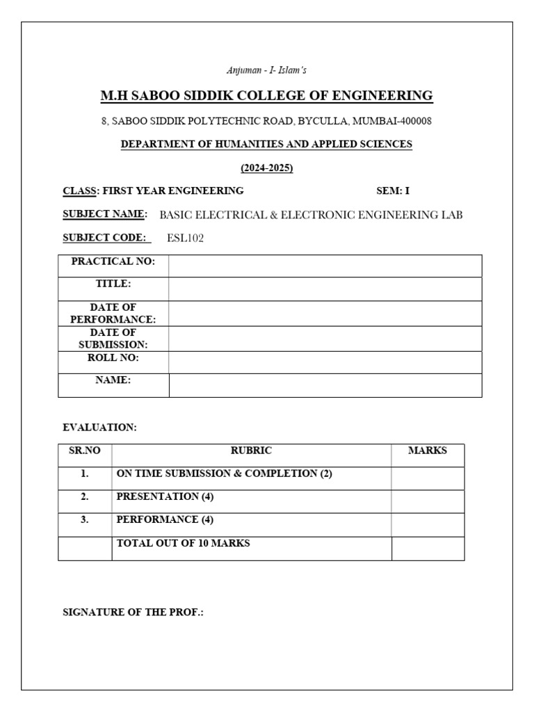 Practical Rubrics EMech 24-25-1 - 241024 - 085025 | PDF | Science ...