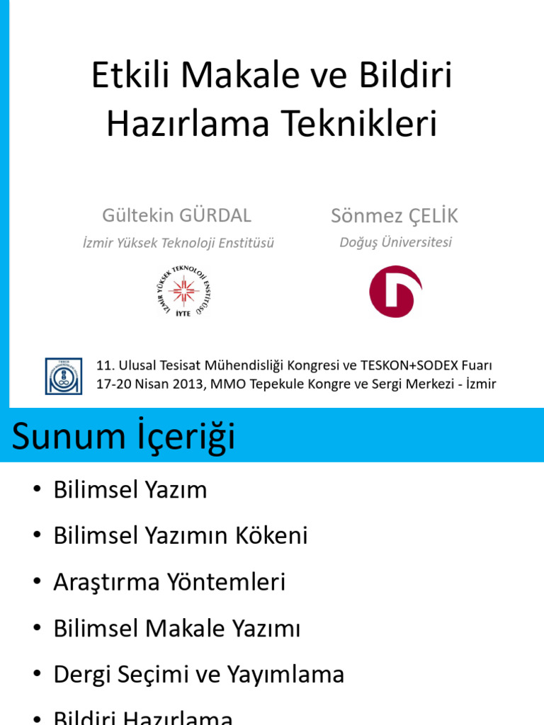 EtkiliMakaleveBildiriHazirlamaTeknikleri Sunum | PDF