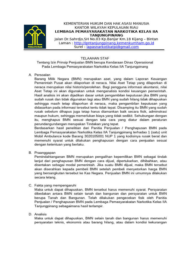 Telaah Staff LPN | PDF | Pengelolaan Keuangan & Uang