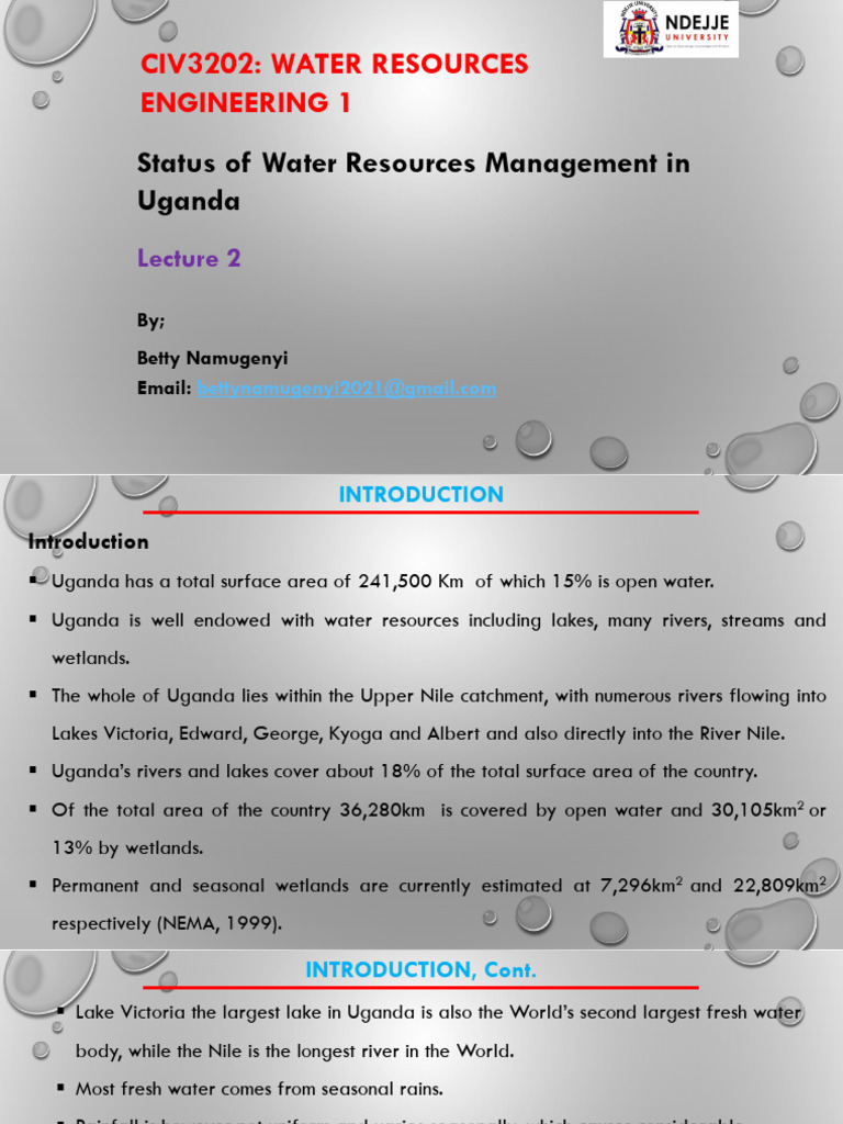 Slide 2 - Status of WRM in Uganda | PDF | Water Resources | Nile