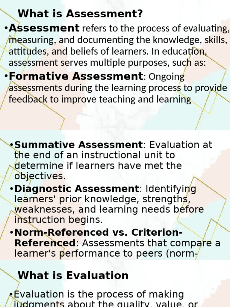 Understanding Assessment vs Evaluation | PDF | Educational Assessment | Evaluation