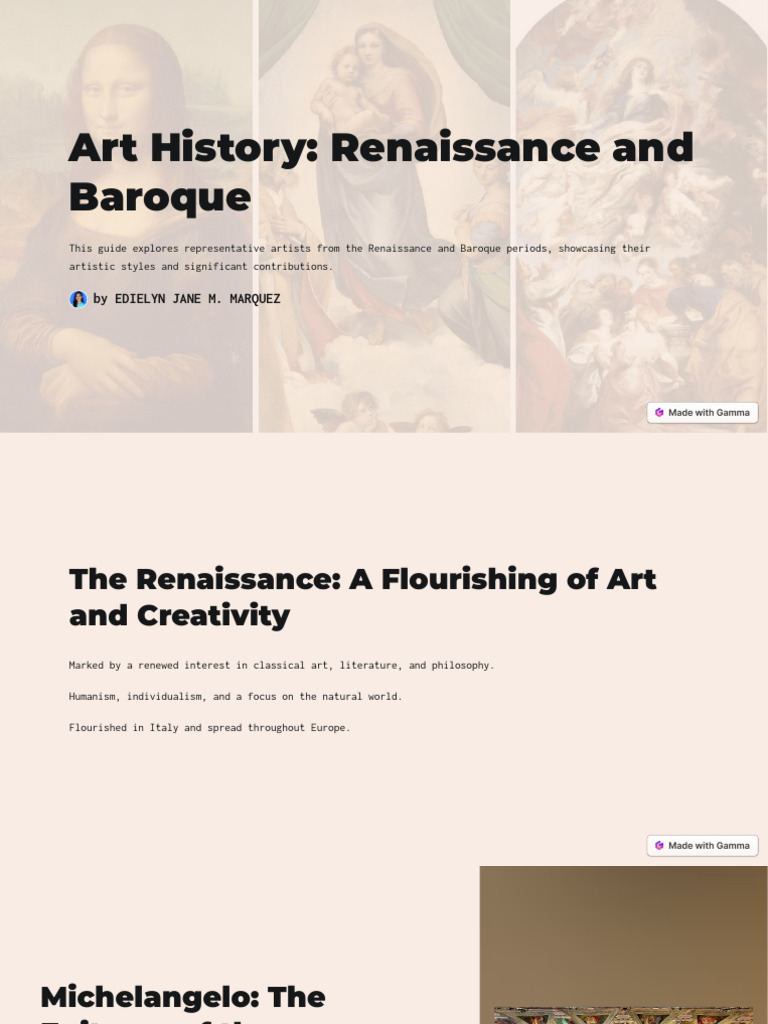 Art History Renaissance and Baroque | PDF | Baroque | Renaissance