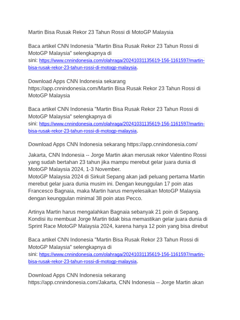 Martin Tantang Rekor Rossi di MotoGP 2024 | PDF | Bisnis | Komputer