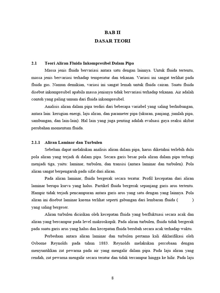 Adoc - Tips - Bab II Dasar Teori 21 Teori Aliran Fluida Inkompre | PDF | Sains & Matematika