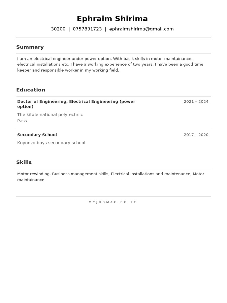 Ephraim Shirima Myjobmag | PDF