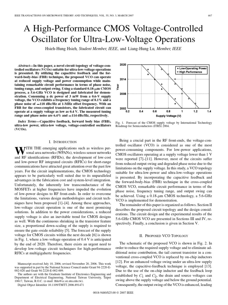 A High-Performance CMOS Voltage-Controlled Oscillator For Ultra-Low-Voltage Operations | PDF ...