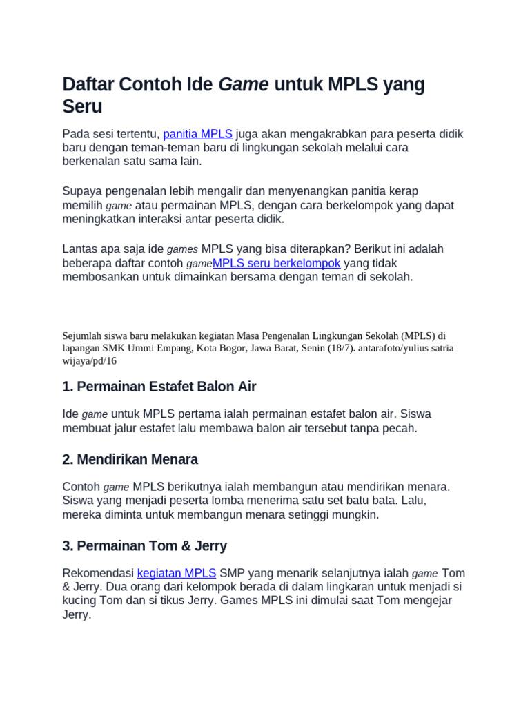Contoh Ide Game Mpls | PDF