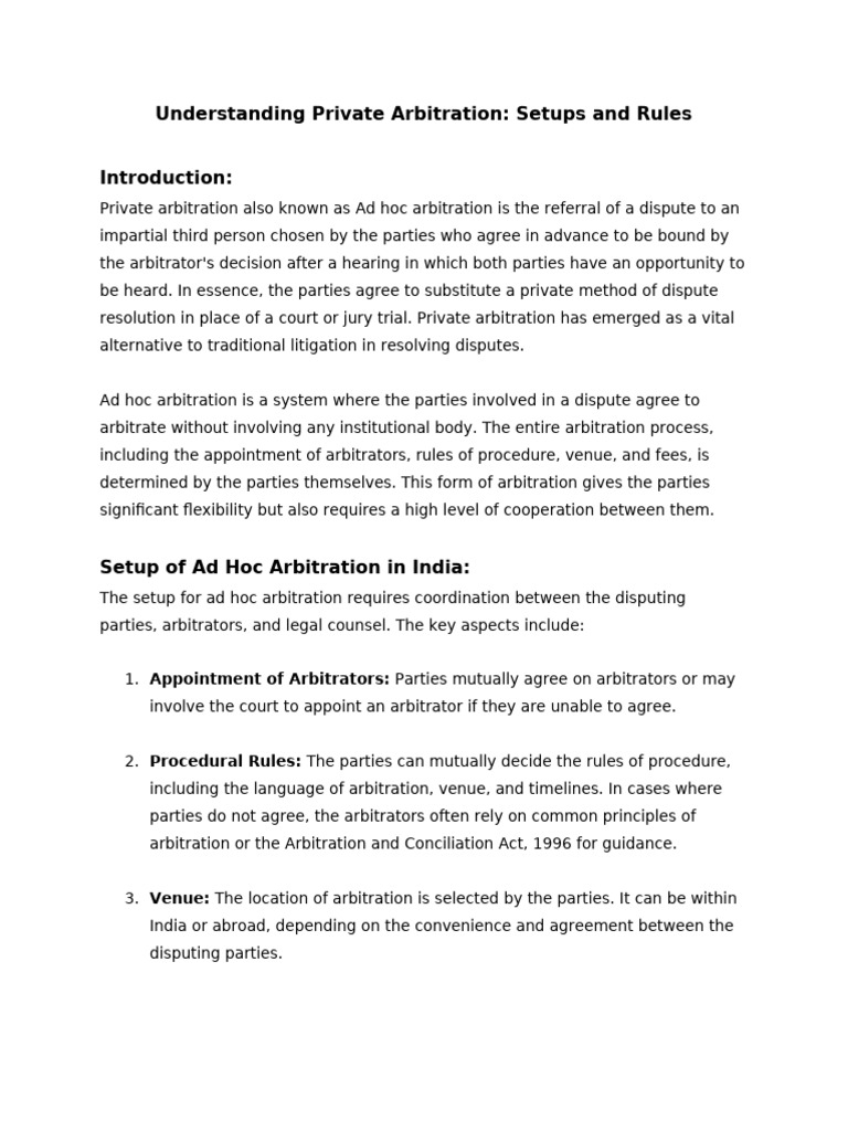 Private Arbitration: Setups and Rules | PDF | Arbitration | Arbitral ...