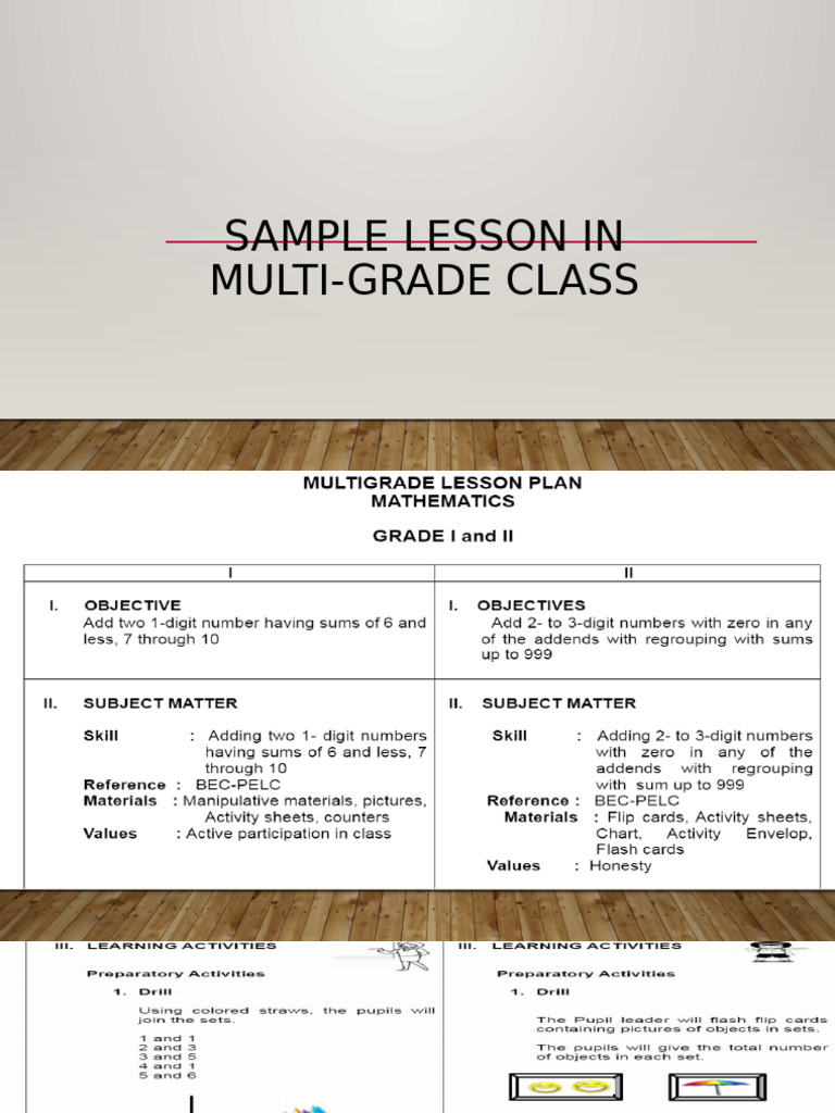Powerpoint Sample Lesson in Multi Grade Class | PDF | Teachers | Learning