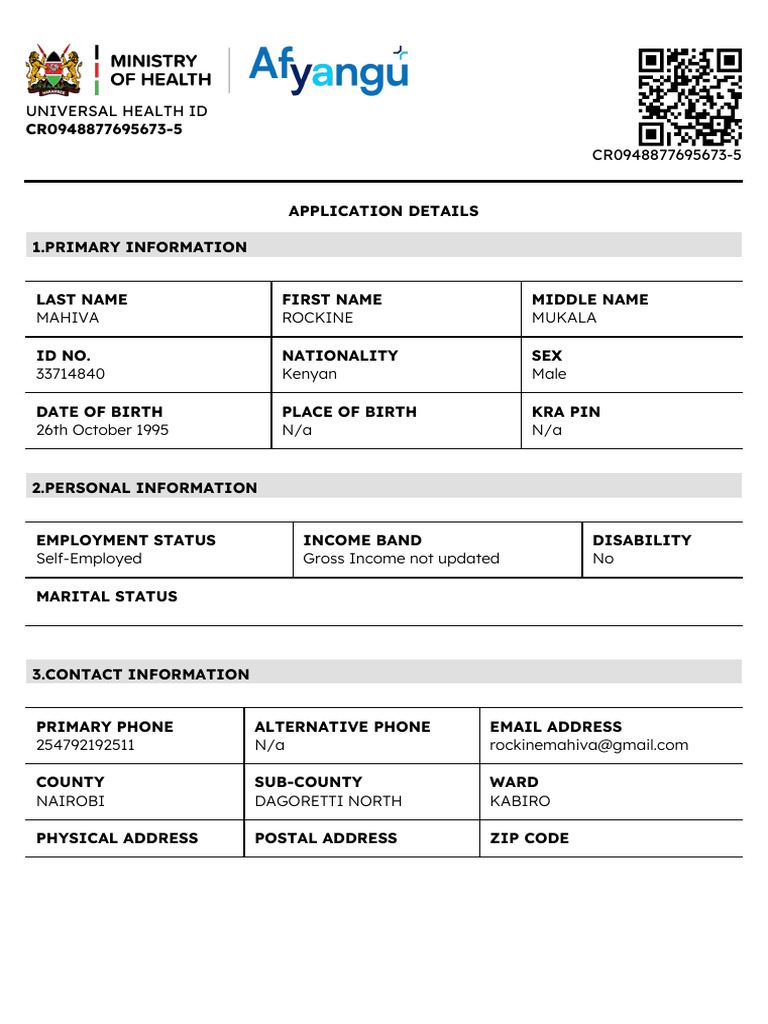 Rockine Mahiva's Application | PDF